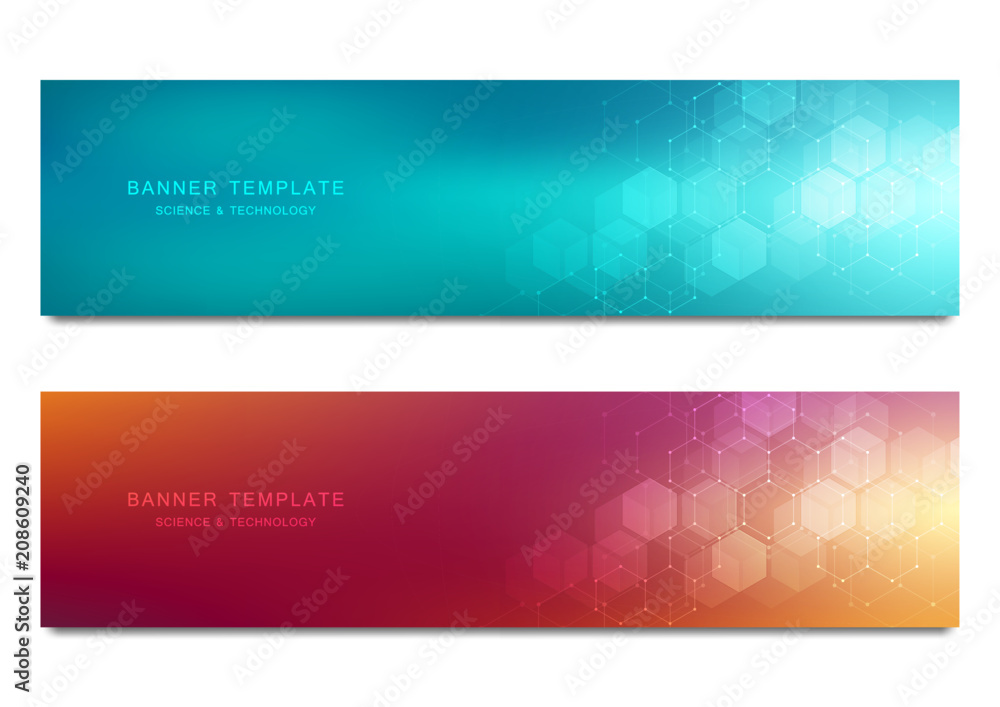 Science, medical and digital technology header or banners. Geometric ...