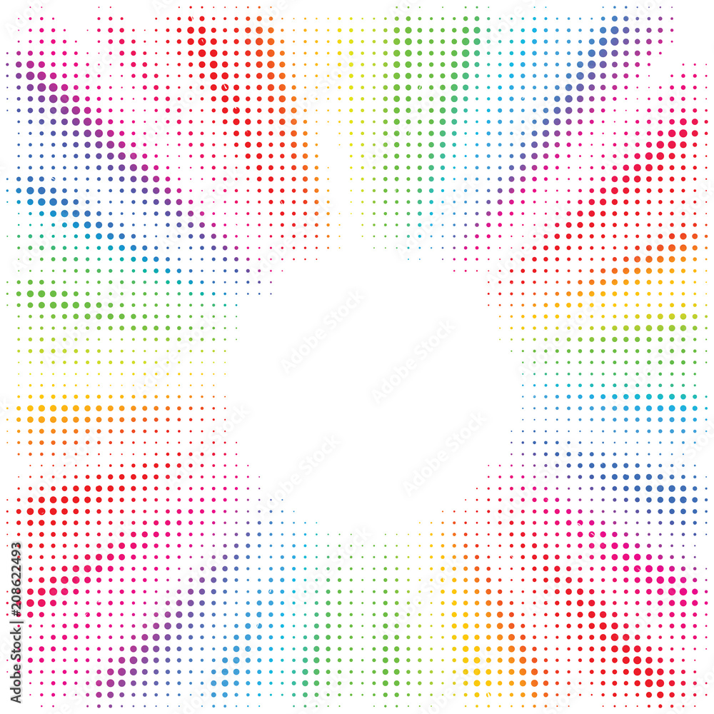 Rainbow burst background. Halftone effect. Abstract radial, convergent ...
