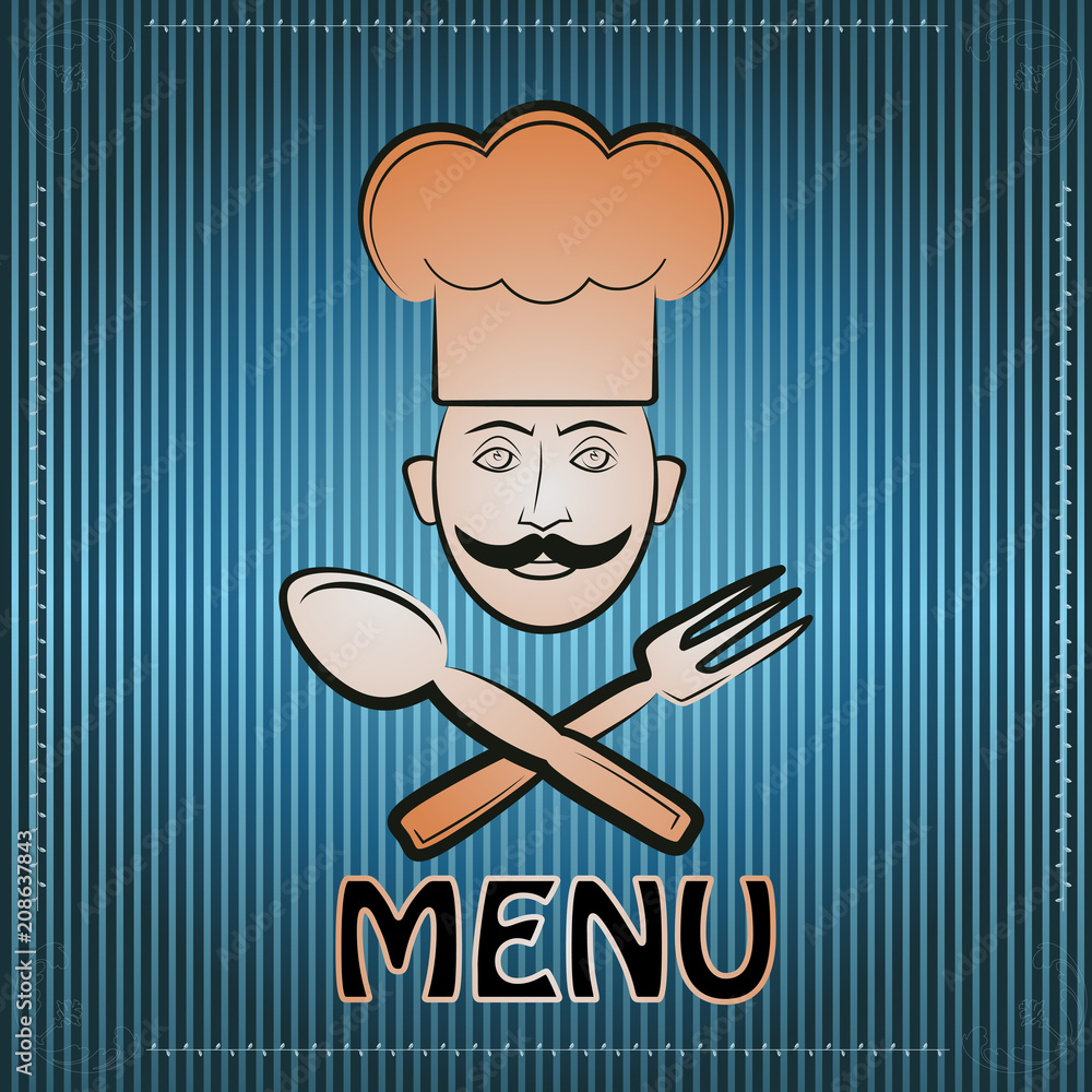 Vector banner for restaurant and cafe, bar. Cook with a cap. Stock ...