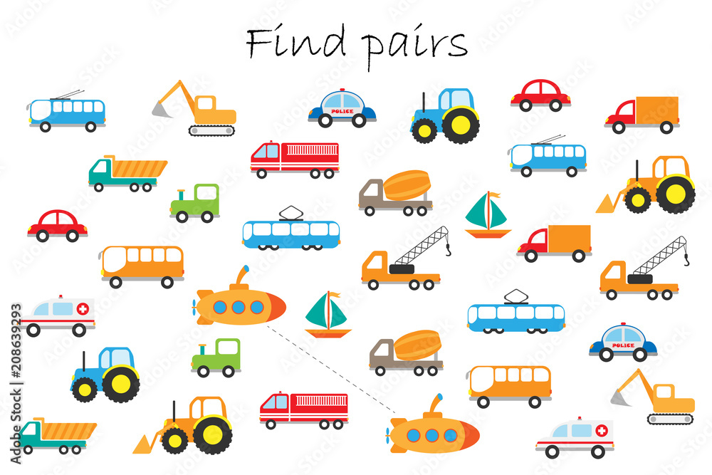 Find Pairs Of Identical Pictures Fun Education Game With Different 