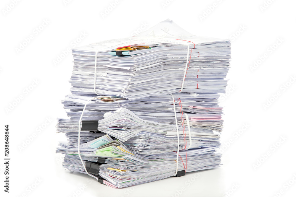 Stack of Documents isolated on white background. Documents pile. Stock ...