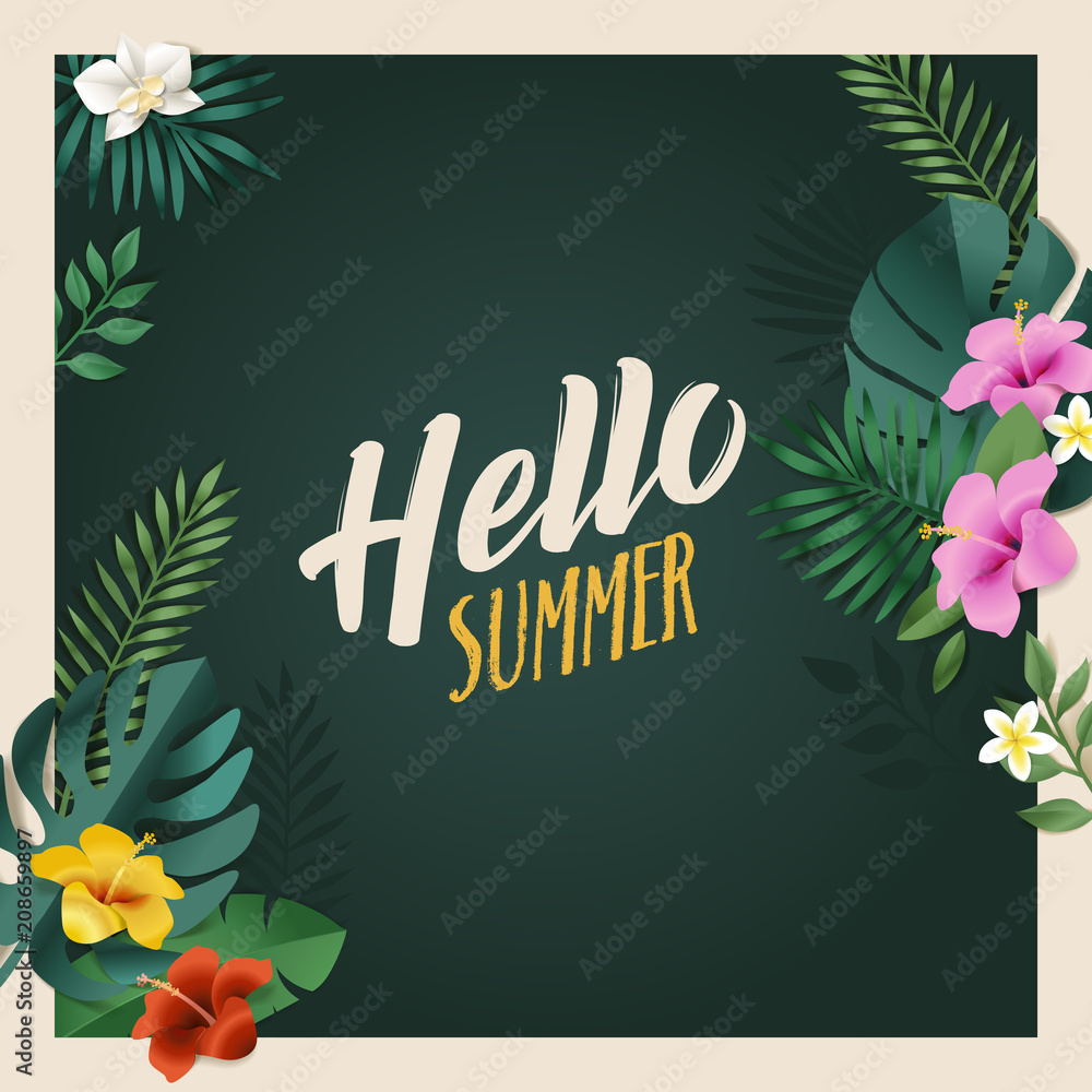 Hello summer vector illustration for background, mobile and social ...