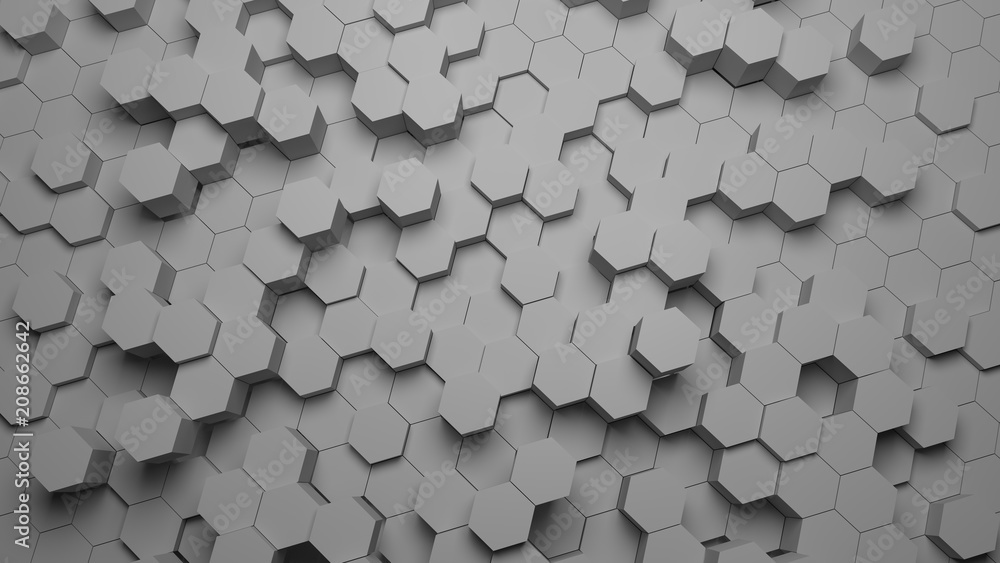 Gray hexagons on a surface as a texture as 3d rendering Stock ...