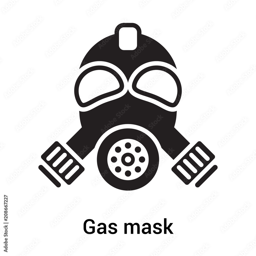 Gas mask icon vector sign and symbol isolated on white background, Gas ...