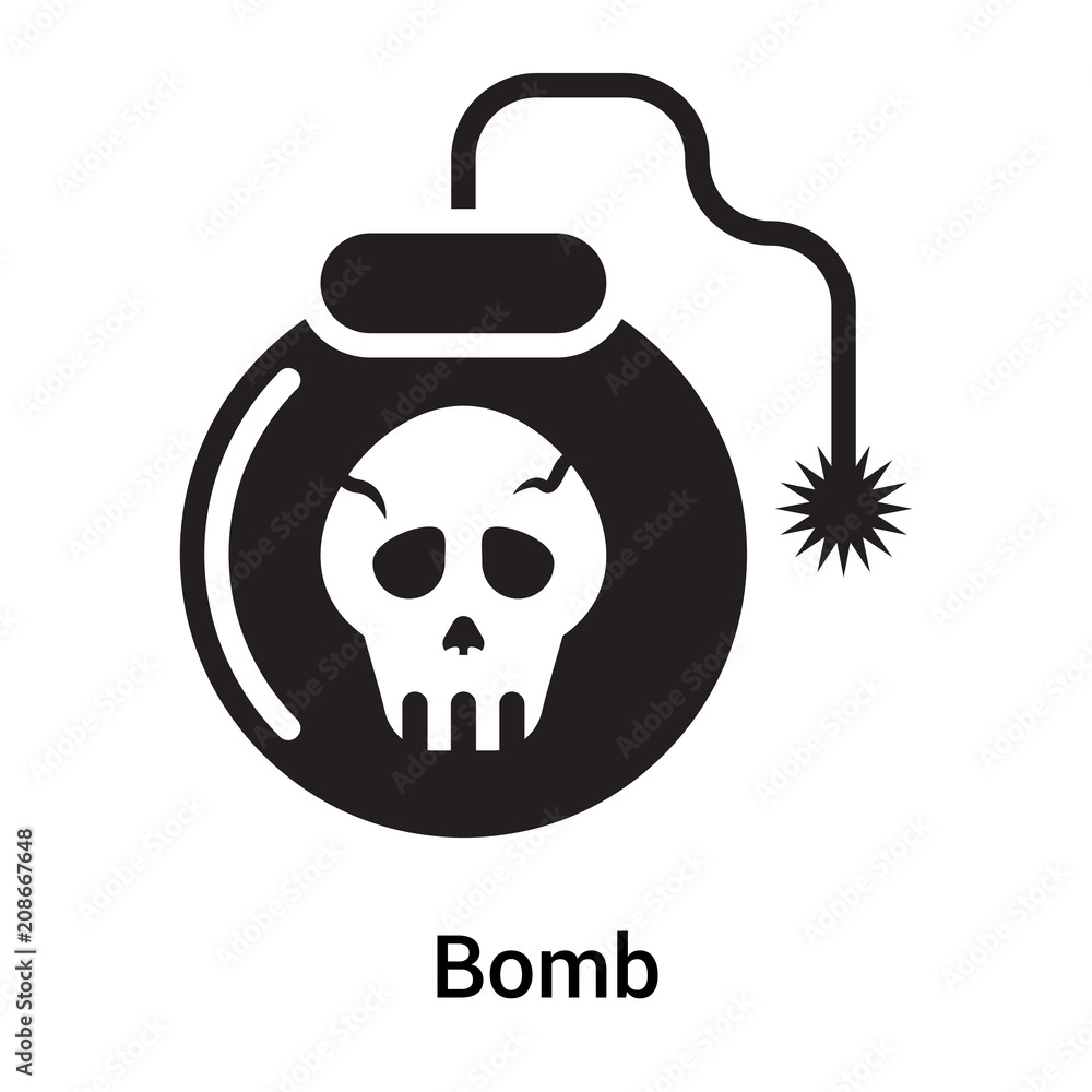 Bomb icon vector sign and symbol isolated on white background, Bomb ...