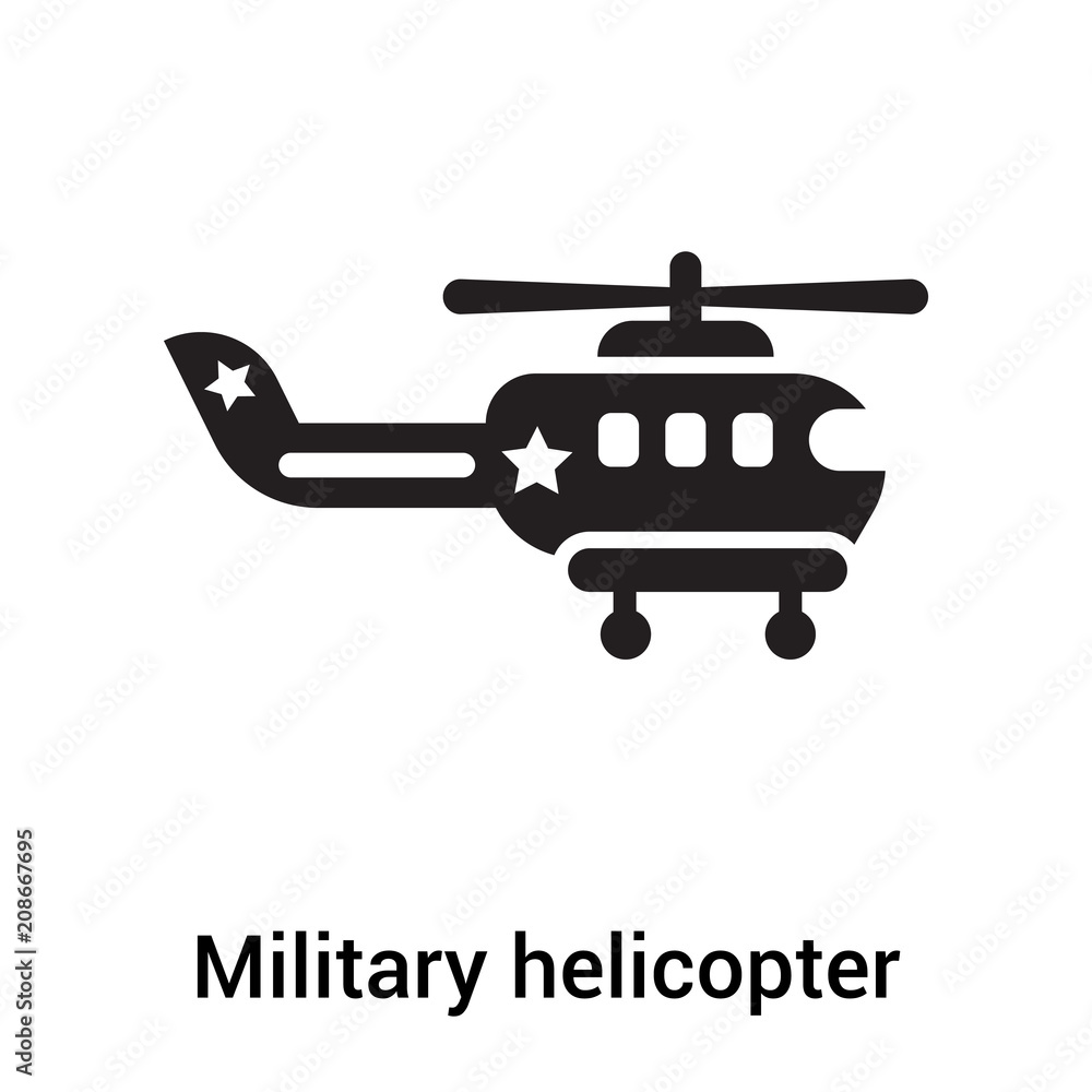 Military helicopter icon vector sign and symbol isolated on white ...