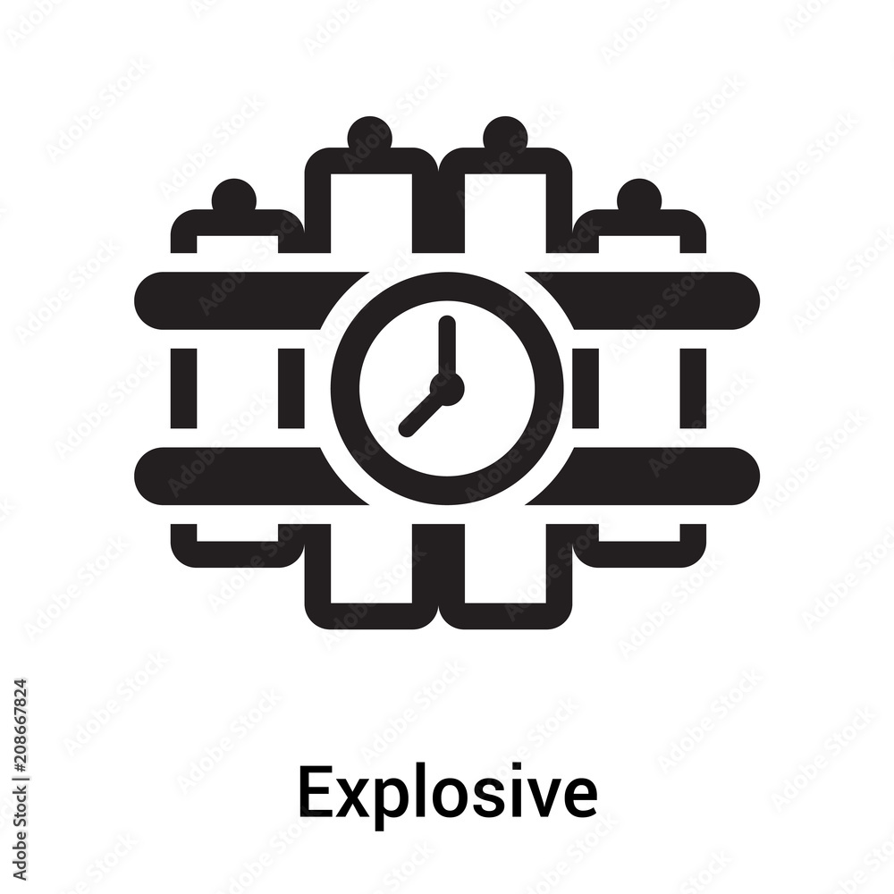 Explosive icon vector sign and symbol isolated on white background ...