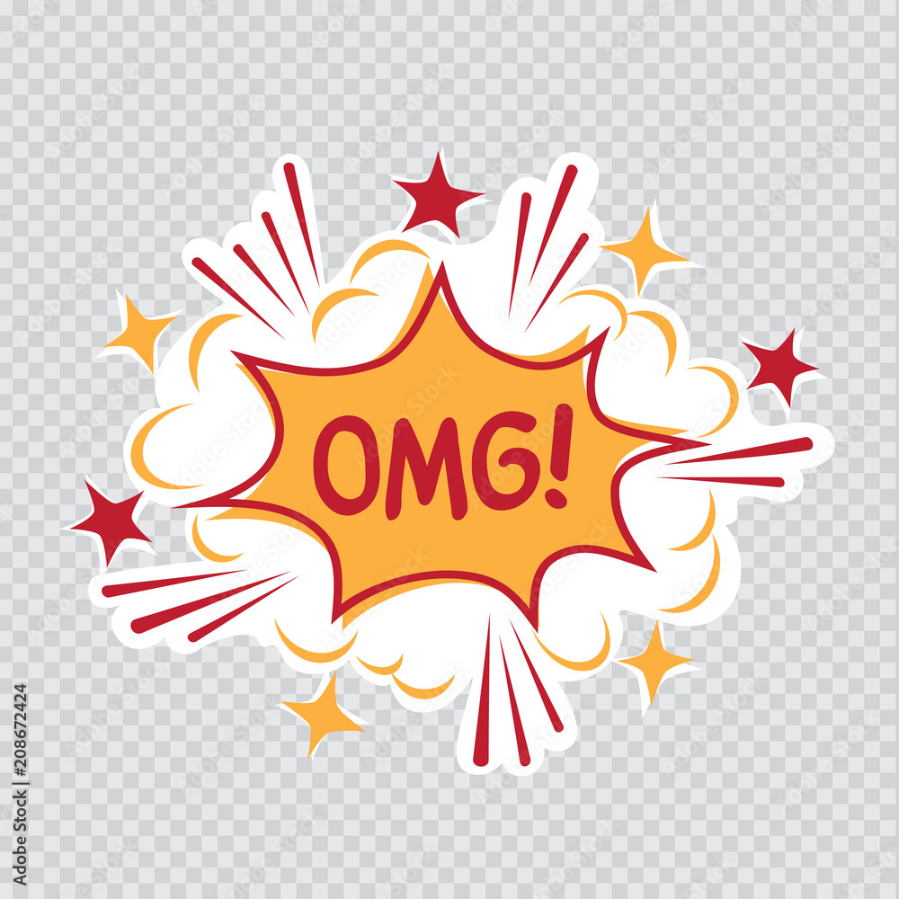 Cartoon message illustration on transparent background. Comic sound ...