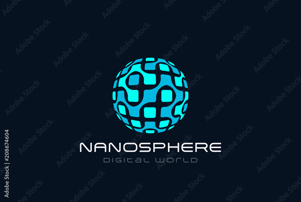 Nanotechnology Molecular DNA Electronics Sphere Logo vector icon Stock ...