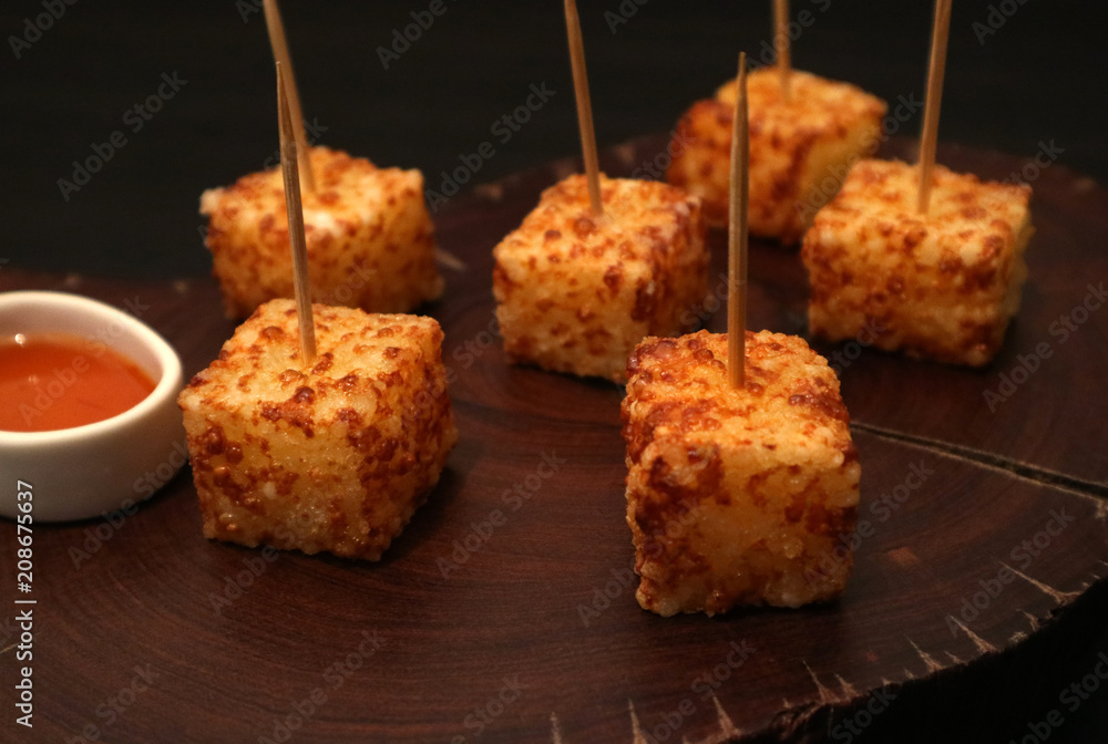 Brazilian snack dadinho de tapioca. Finger food appetizer made of ...