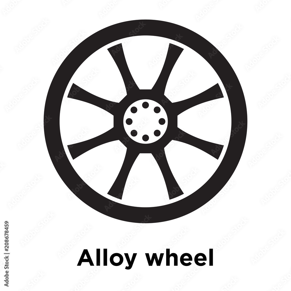 Alloy wheel icon vector sign and symbol isolated on white background ...
