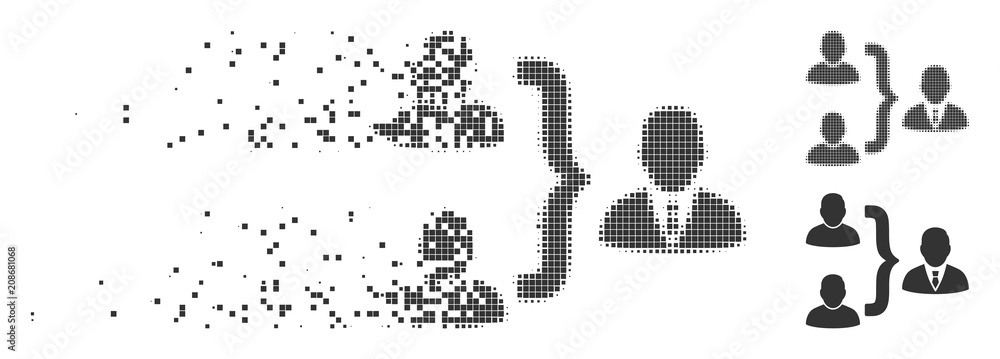 Gray vector user union icon in dissolved, dotted halftone and undamaged ...