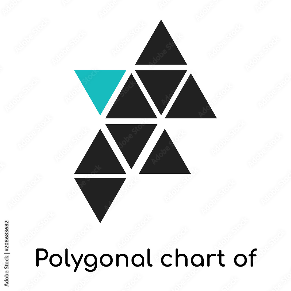 Polygonal chart of triangles icon vector sign and symbol isolated on ...