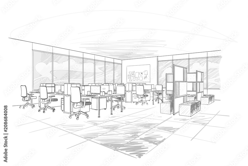 Office interior. Open space . Stock Vector | Adobe Stock