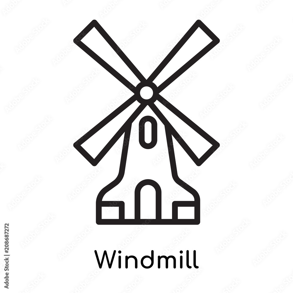 Windmill icon vector sign and symbol isolated on white background ...
