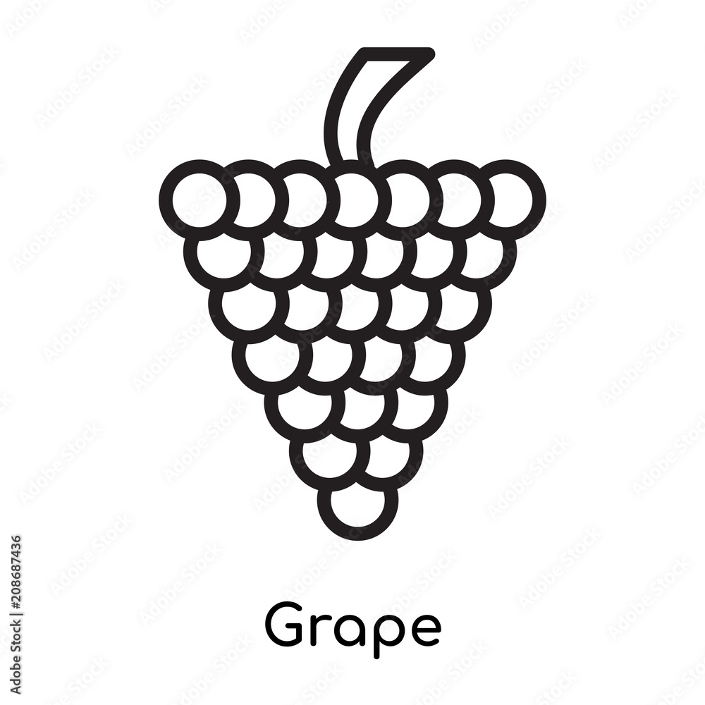 Grape icon vector sign and symbol isolated on white background, Grape ...