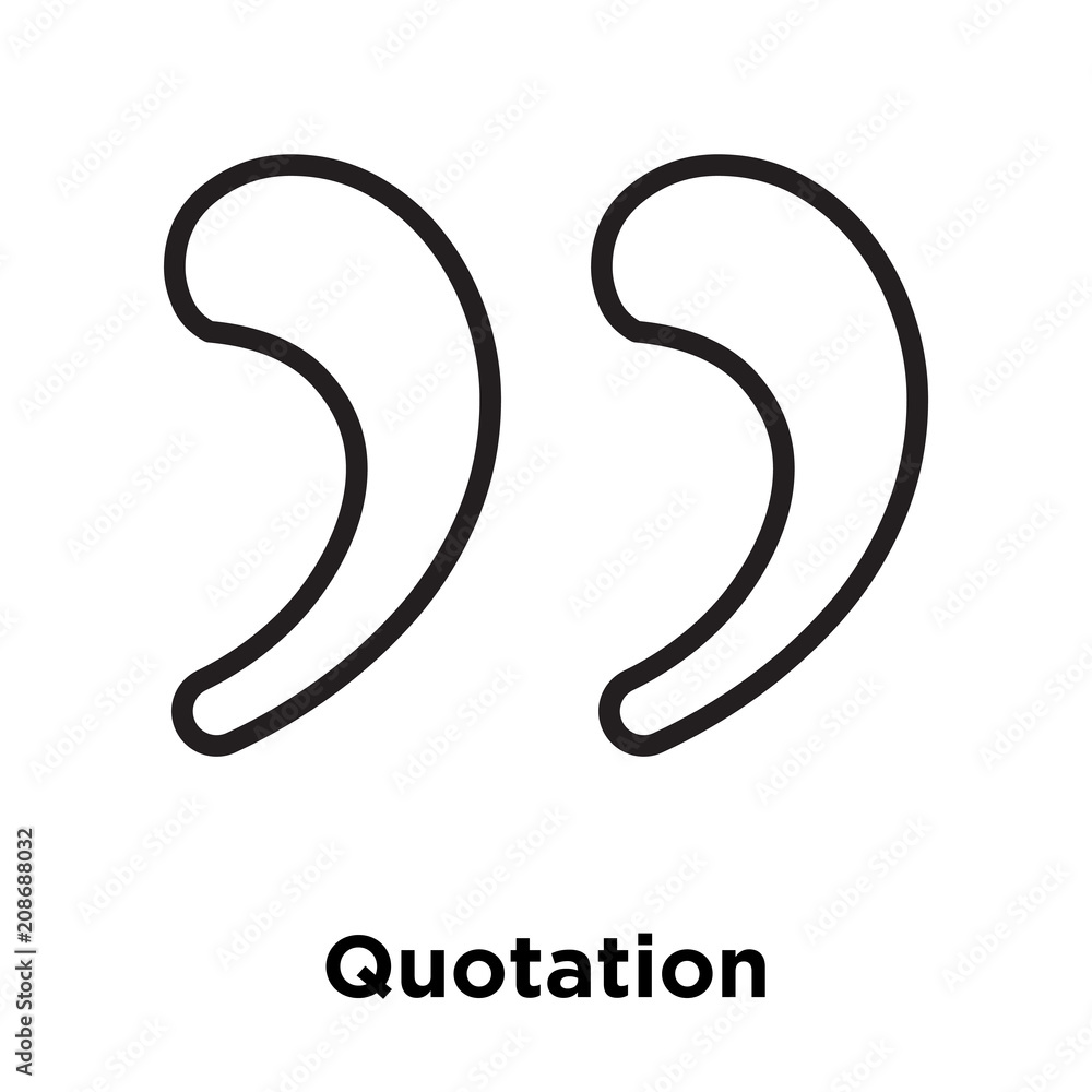 Quotation icon vector sign and symbol isolated on white background ...