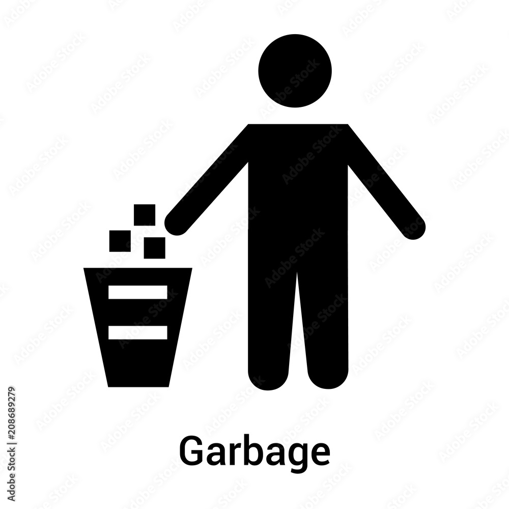Garbage icon vector sign and symbol isolated on white background ...