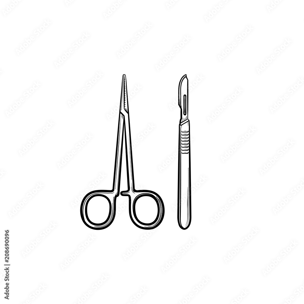 Surgery tools hand drawn outline doodle icon Stock Vector | Adobe Stock