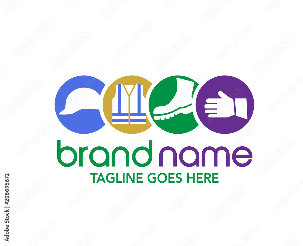 Workplace safety and personal protective equipment logo vector Stock ...