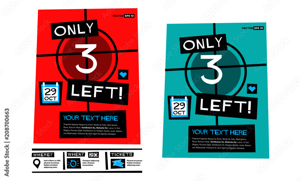 Only Three Left Poster Vector Template With Text Box Date Venue and ...