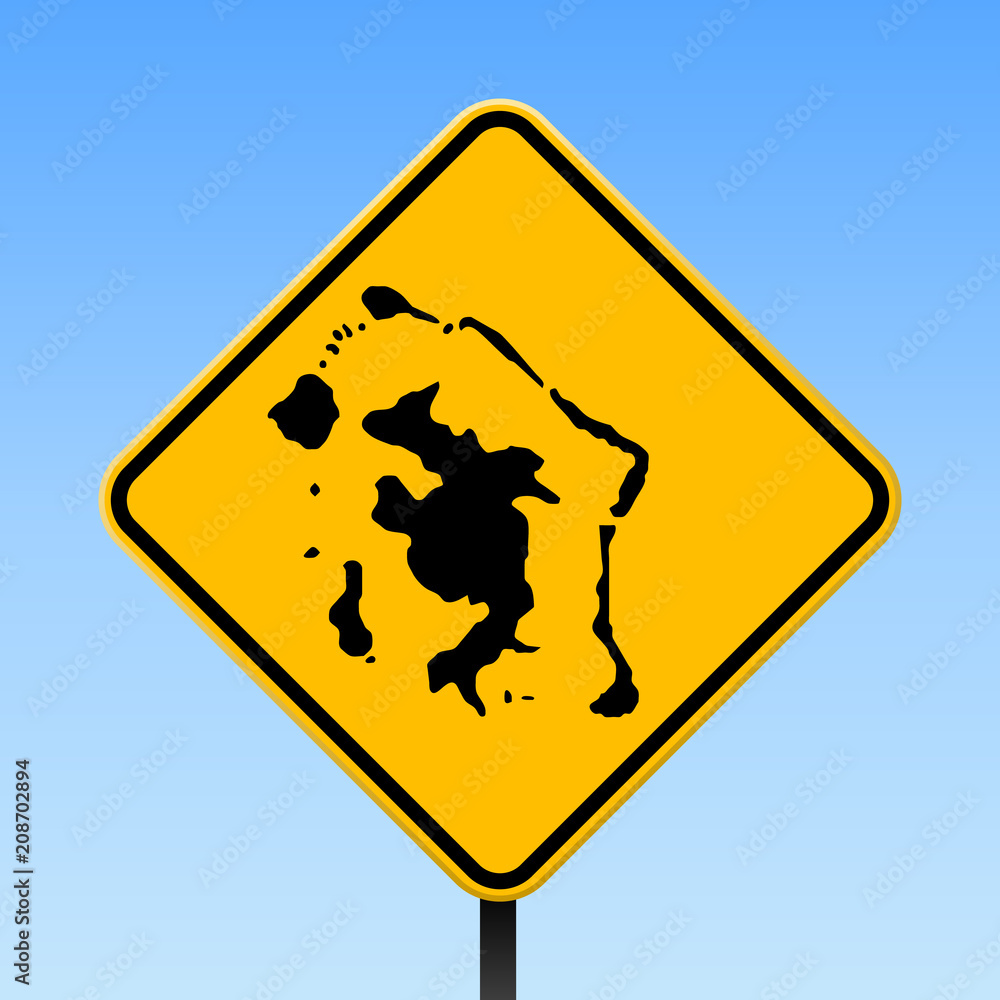 Bora Bora map on road sign. Square poster with Bora Bora island map on ...