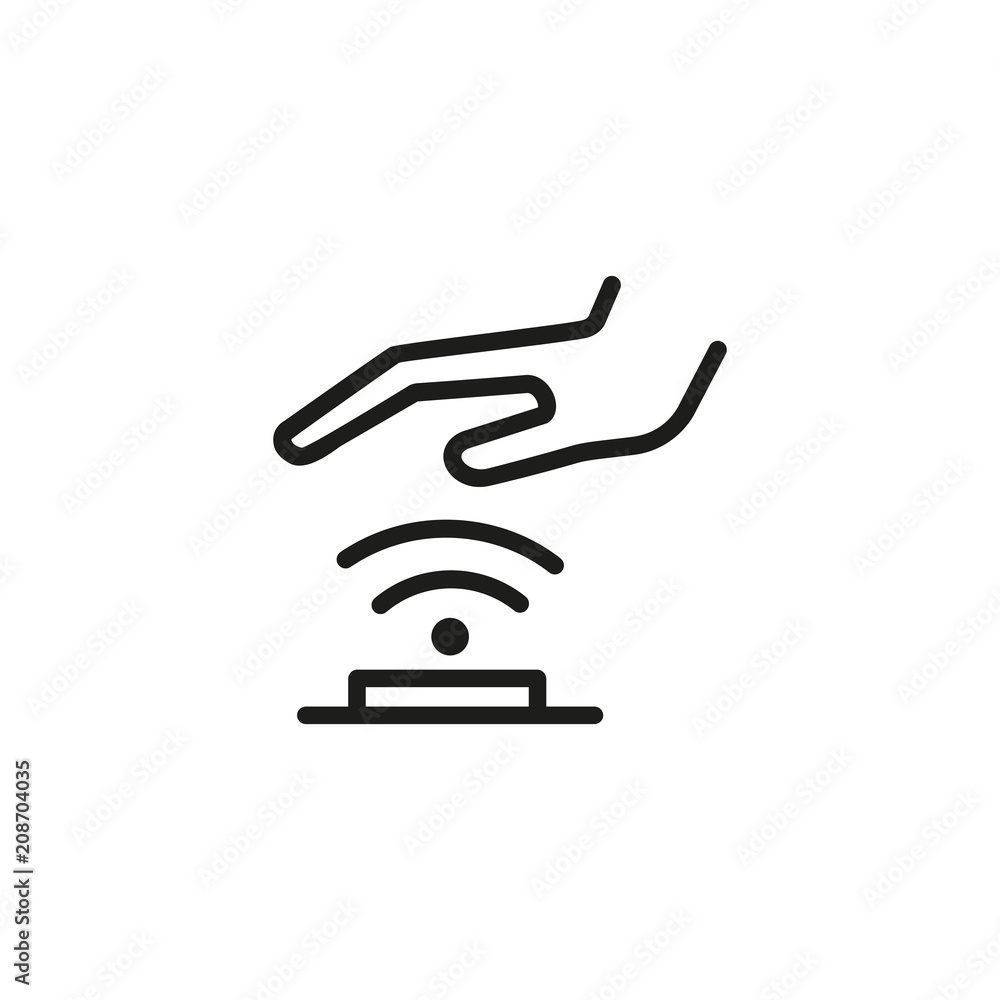 Palm scanning line icon. Hand, sensor, palm print. Verification concept ...