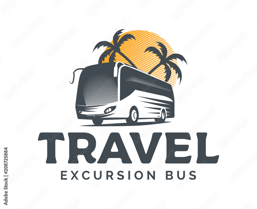 Tourist bus vector logo on white background. Stock Vector | Adobe Stock
