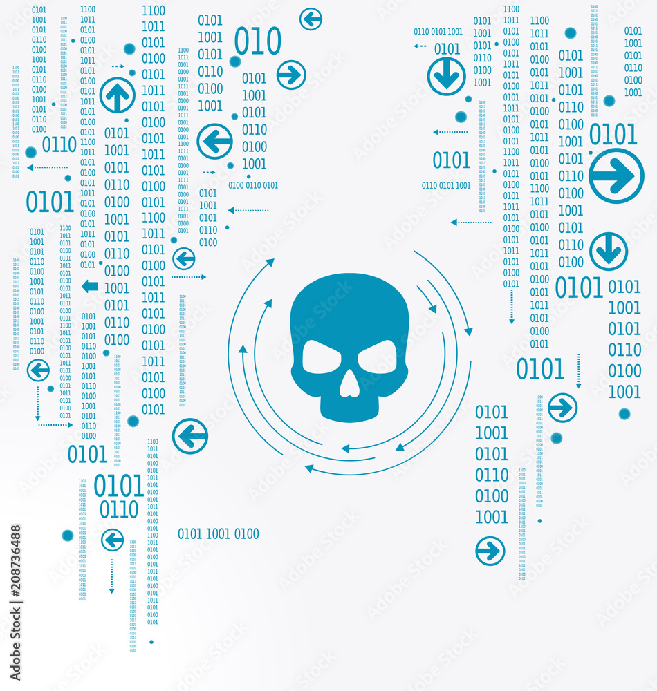 Cyber attack backgroundHuman skull in digital background. Concept of ... Cyber attack backgroundHuman skull in digital background. Concept of ...