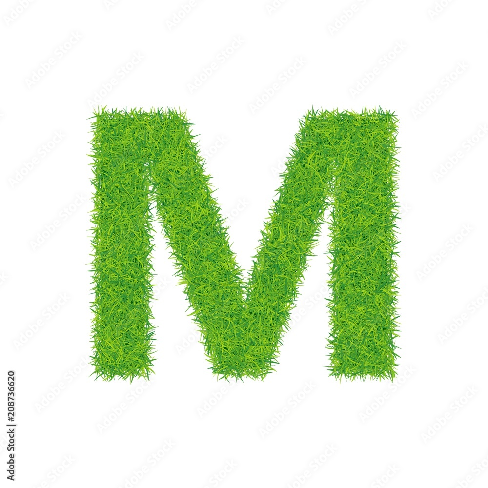 Green grass letter m on white background Stock Vector | Adobe Stock