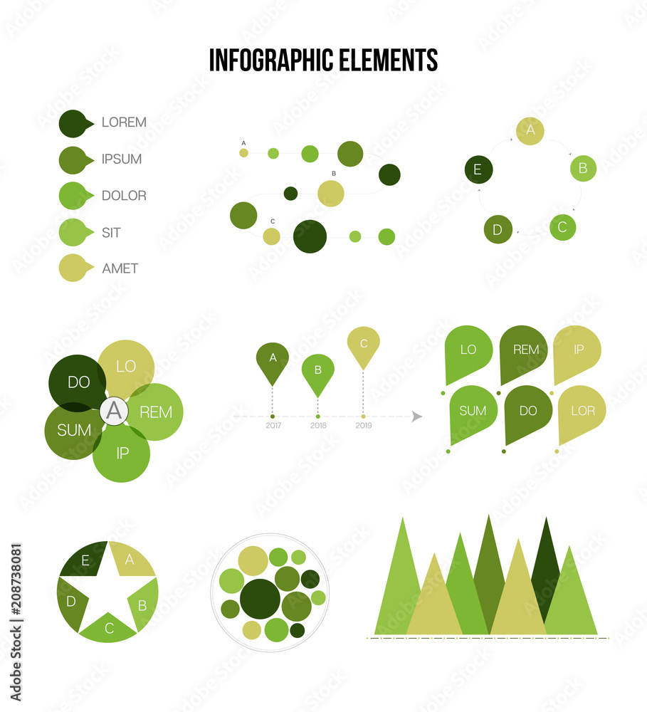 Eco Nature Green Infographic Vector Flowchart, Rate Elements Set ...