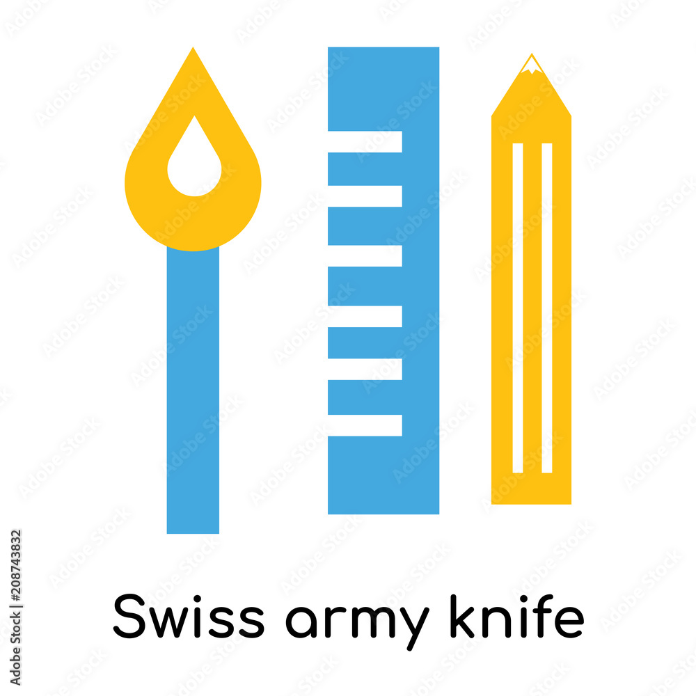 Poster Swiss army knife icon vector sign and symbol isolated on white ...