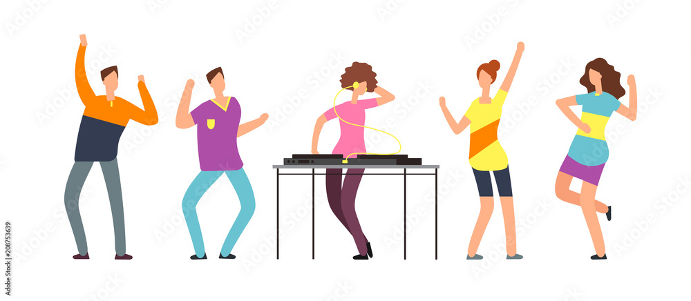 Adult persons dance. Happy dancing people. Teenager dancers at party ...