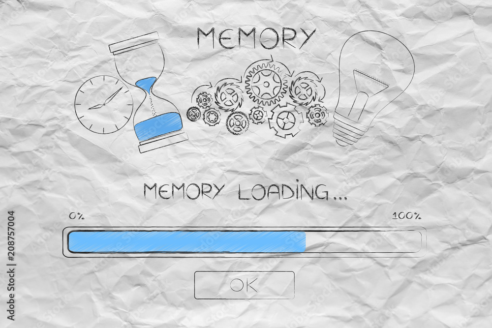 progress bar loading with memory icon made by light bulb gearwheels and ...