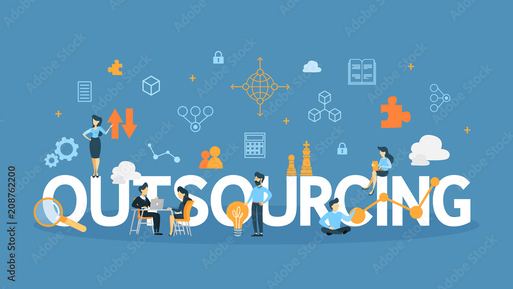 Outsourcing concept illustration. Stock Vector | Adobe Stock