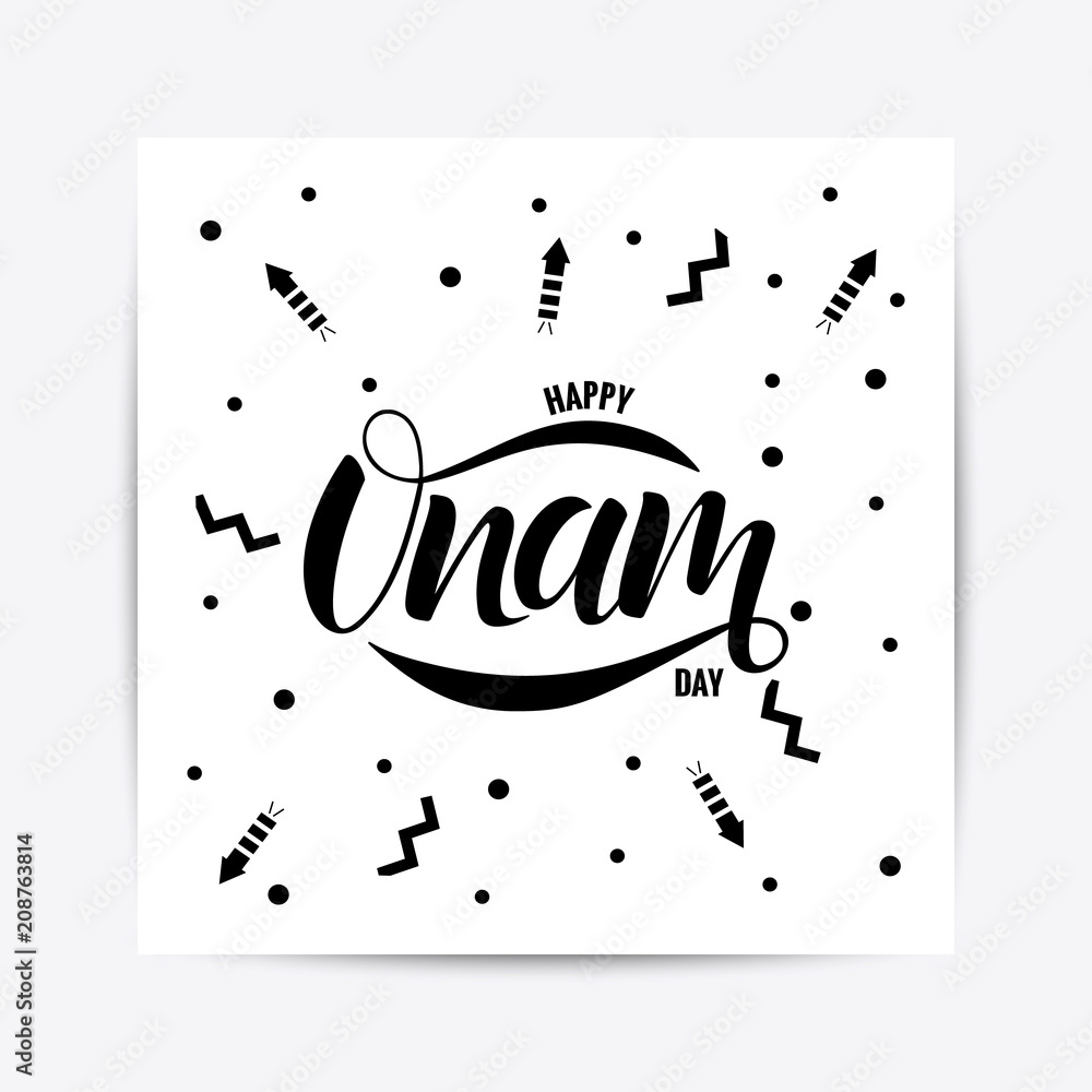 Happy Onam festival typography lettering Stock Vector | Adobe Stock