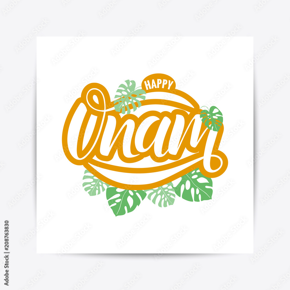 Happy Onam festival typography lettering Stock Vector | Adobe Stock