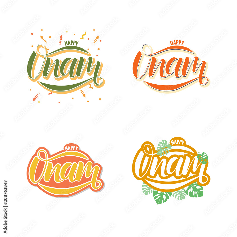 Happy Onam festival typography lettering Stock Vector | Adobe Stock