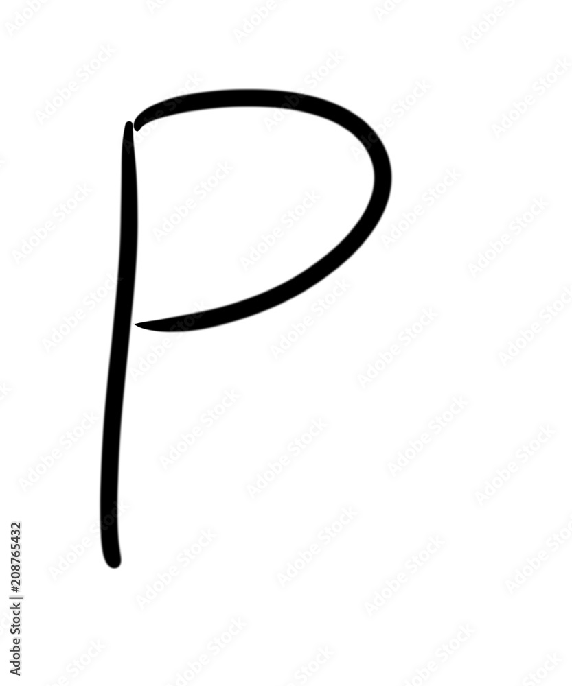 Expressive brush calligraphic handwritten script letters P Stock Photo ...