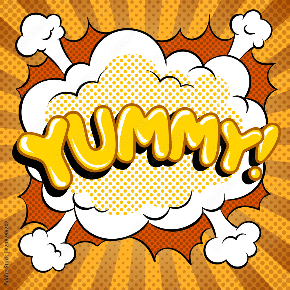 Yummy word comic book pop art vector illustration Stock Vector | Adobe ...