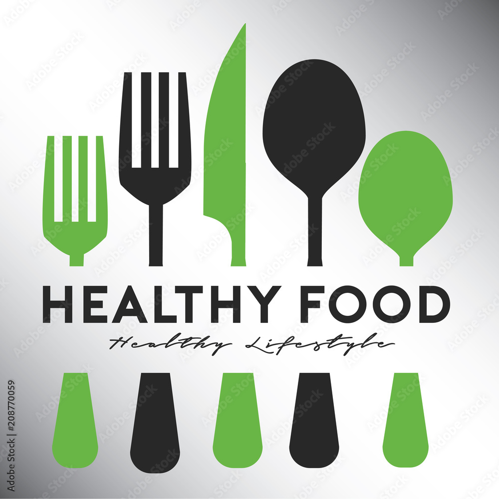 Healthy Food Restaurant Logo Design Stock Vector | Adobe Stock