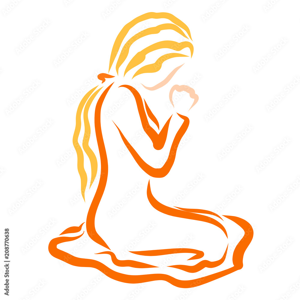 A young woman who humbly praying to God Stock Illustration | Adobe Stock