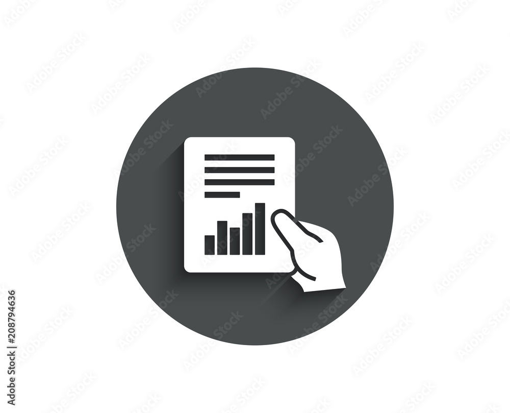 Hold Report document simple icon. Analysis Chart or Sales growth sign ...