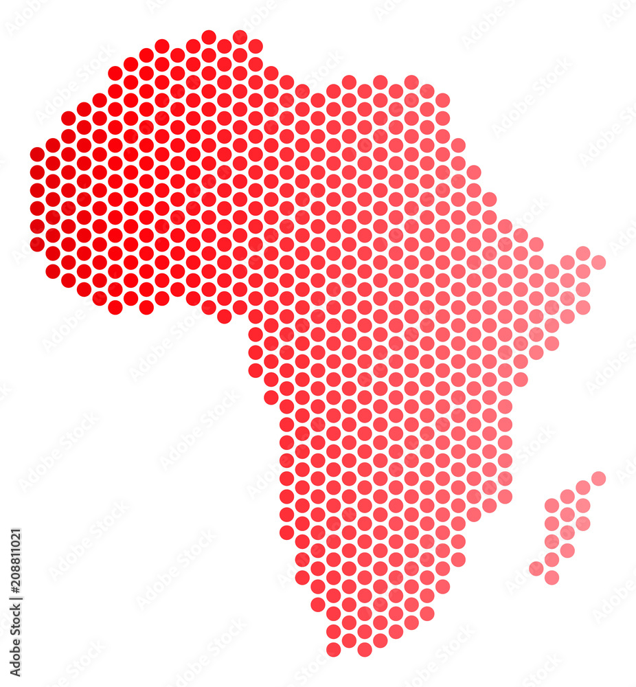 Red round spot Africa map. Geographic scheme in red color with ...