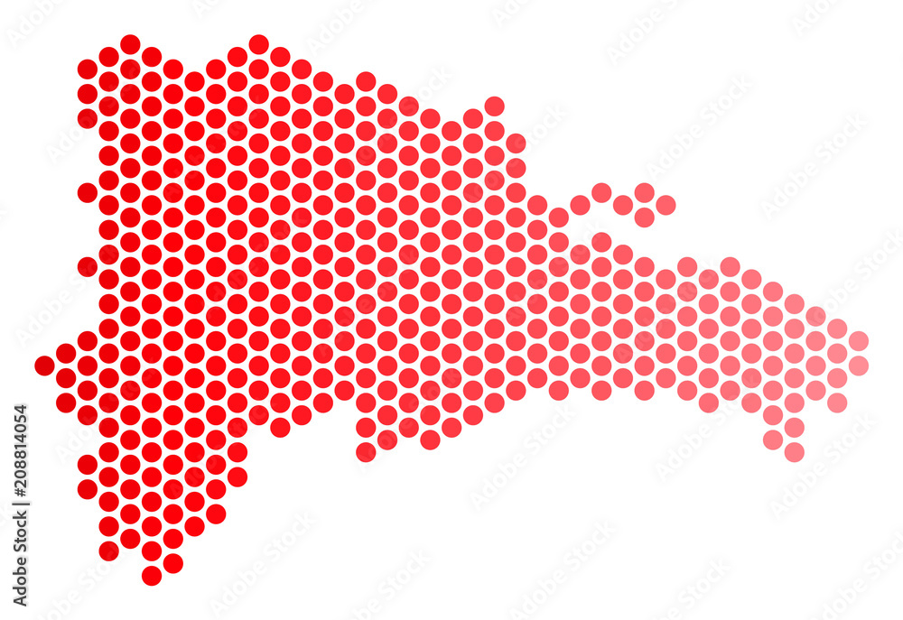Red dotted Dominican Republic map. Geographic scheme in red color with ...