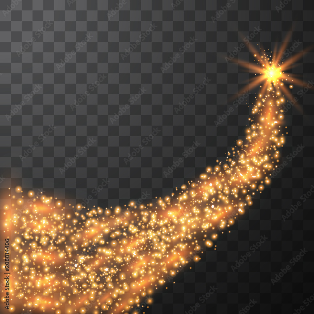 Burning fire on a transparent background. Neon blue and yellow star ...