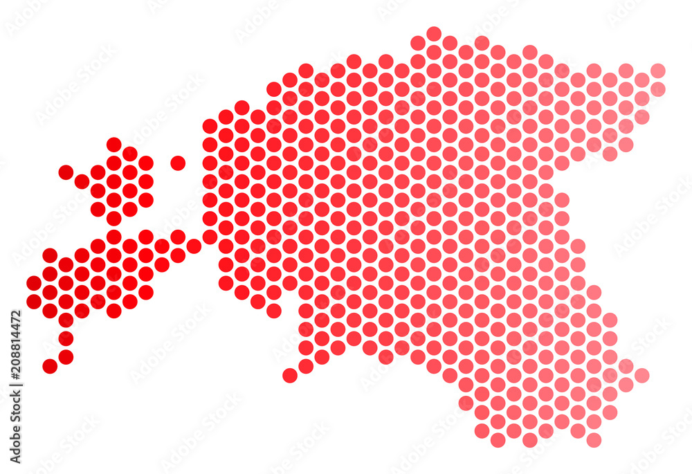 Vecteur Stock Red dotted Estonia map. Geographic plan in red color with ...