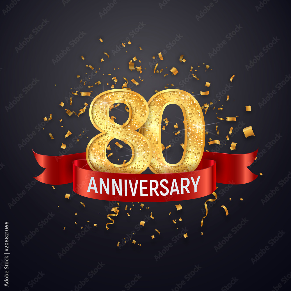 80 years anniversary logo template on dark background. Eighty ...