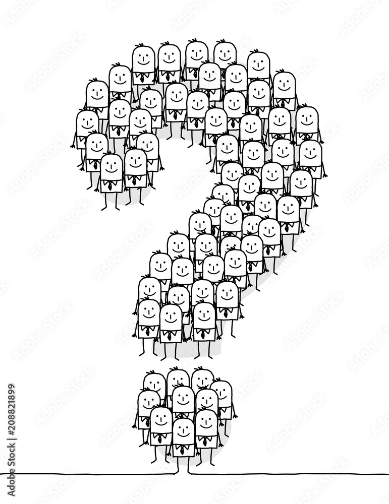 Cartoon people and big question mark Stock Vector | Adobe Stock