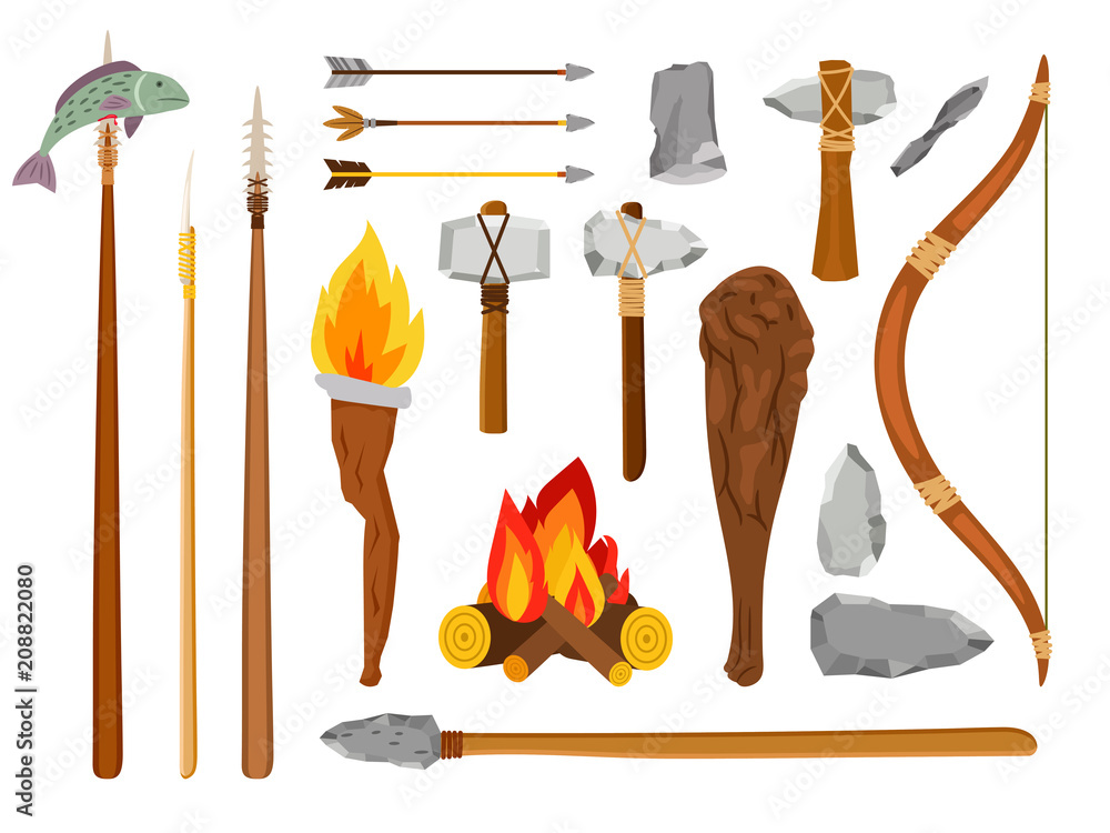 Cartoon stone age tools Stock Vector | Adobe Stock